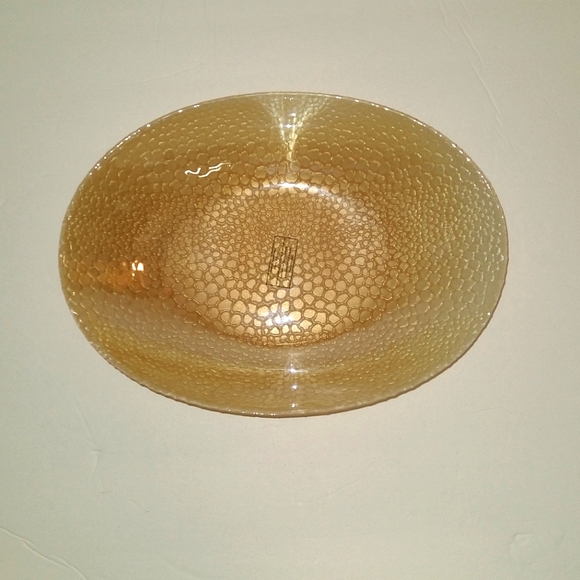 Dining | Oval Shaped Glass Bowl Gold Pebbled Bottom Made In Turkey New ...